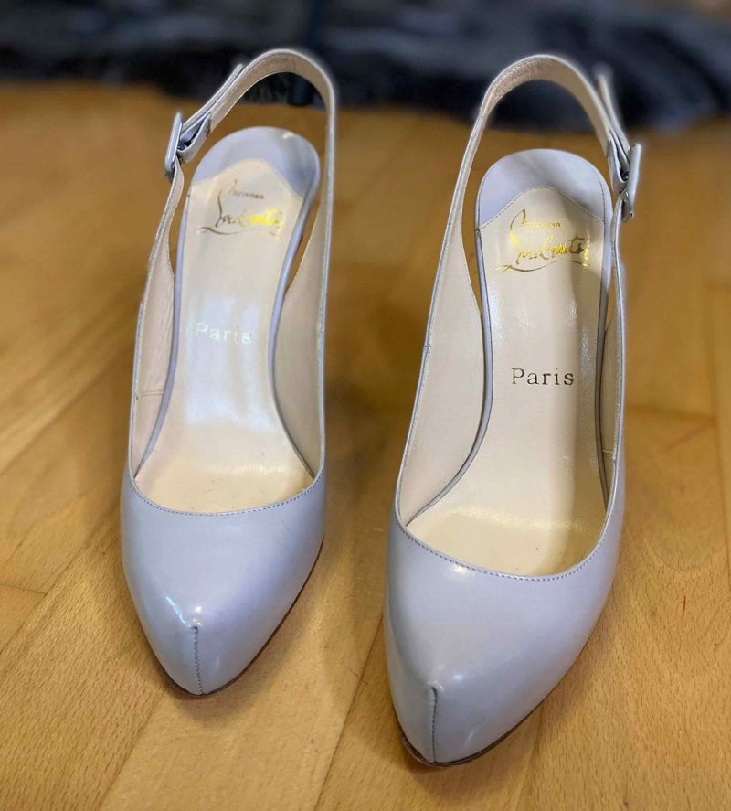 Pre-loved Christian Louboutin Platform Pump Slingback Light Grey - Anja ...